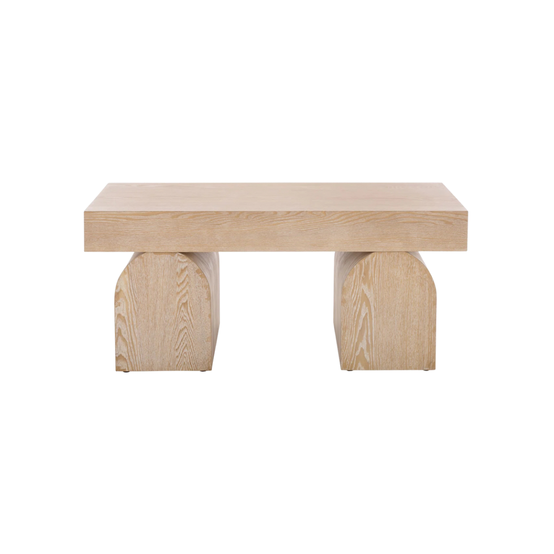 Sculptural Light Wood Coffee Table | Iowa Decor Rentals | Monarch Events