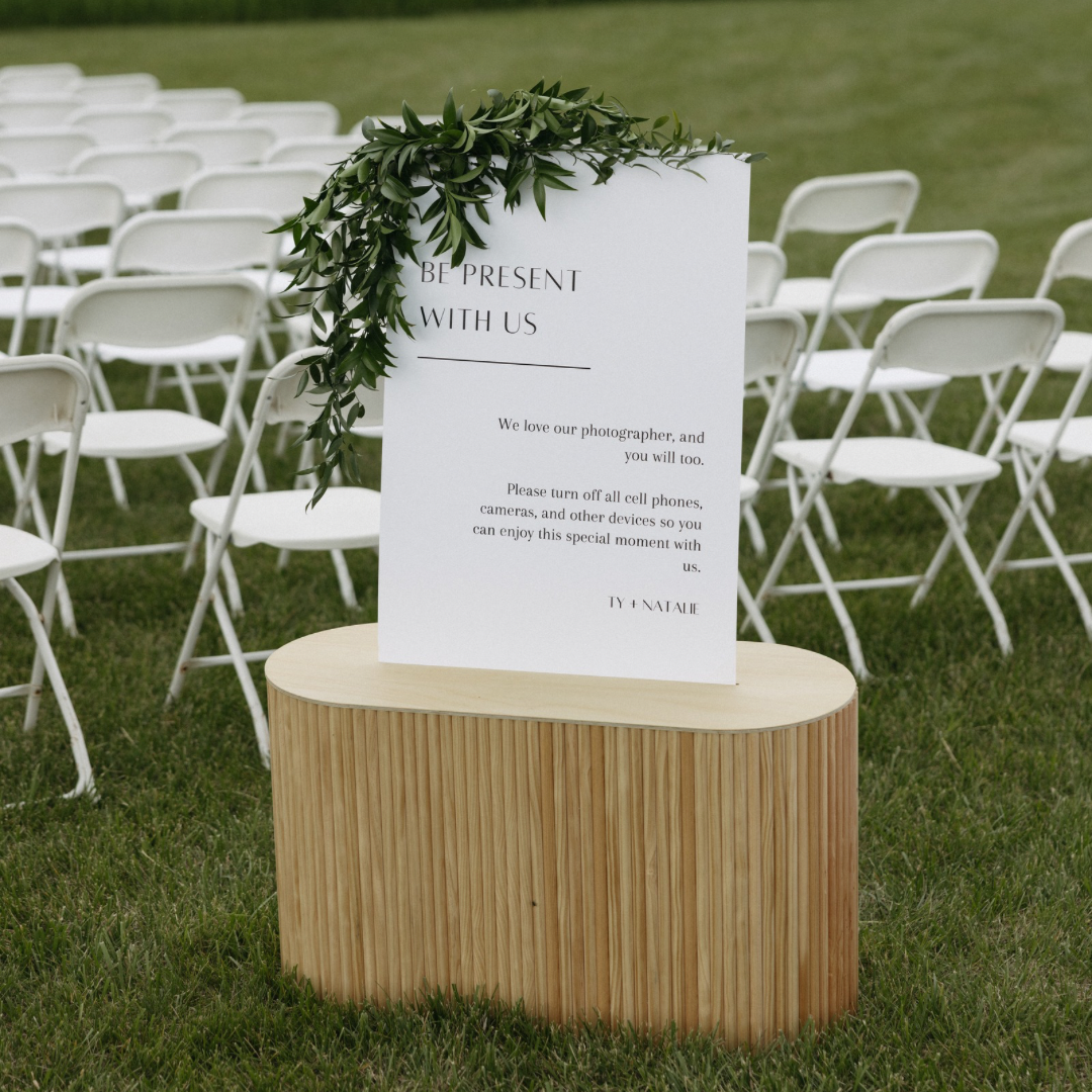 Fluted Sign Holder Base | Iowa Decor Rentals | Monarch Events